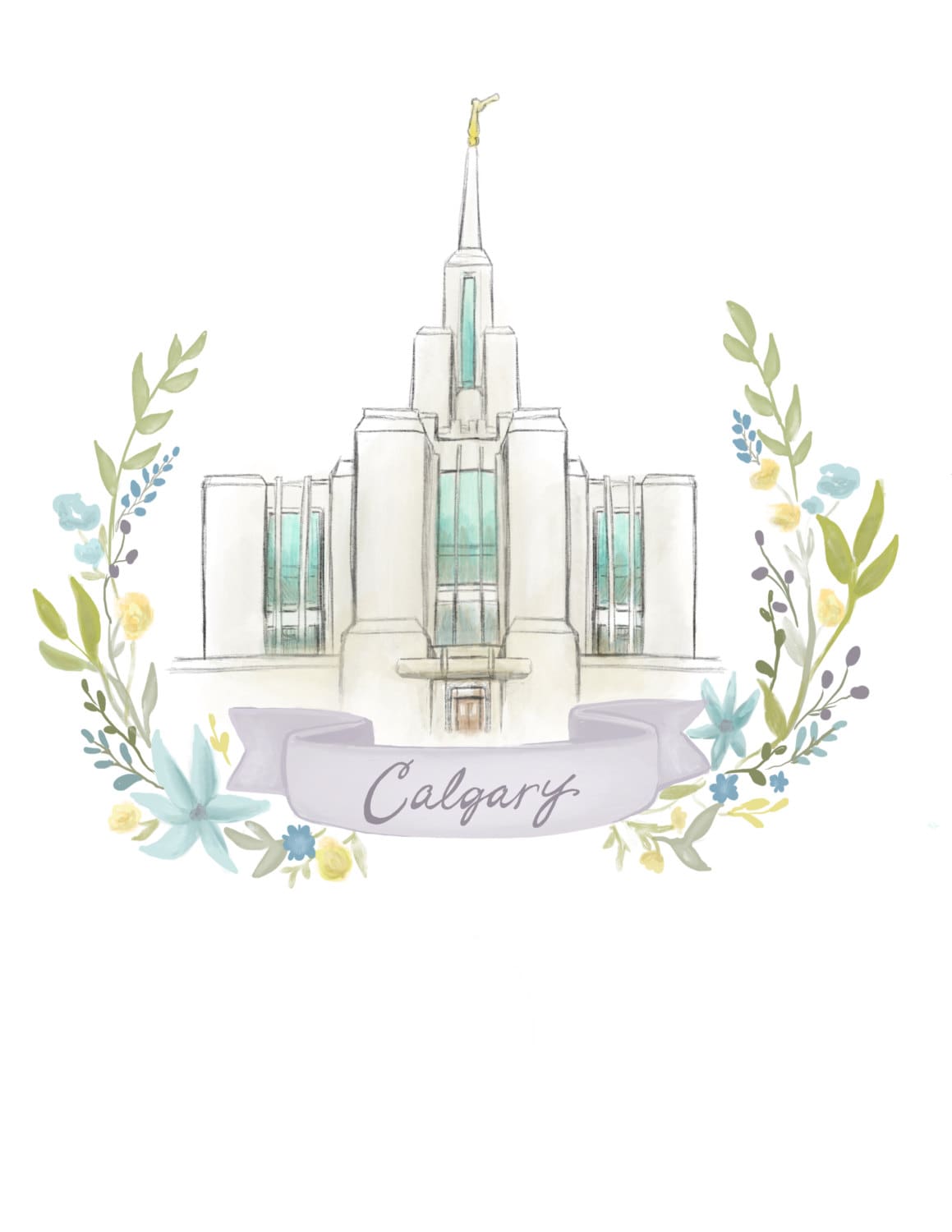 Calgary LDS Temple, Mormon, Flower Wreath, Banner, Latter Day Saint ...