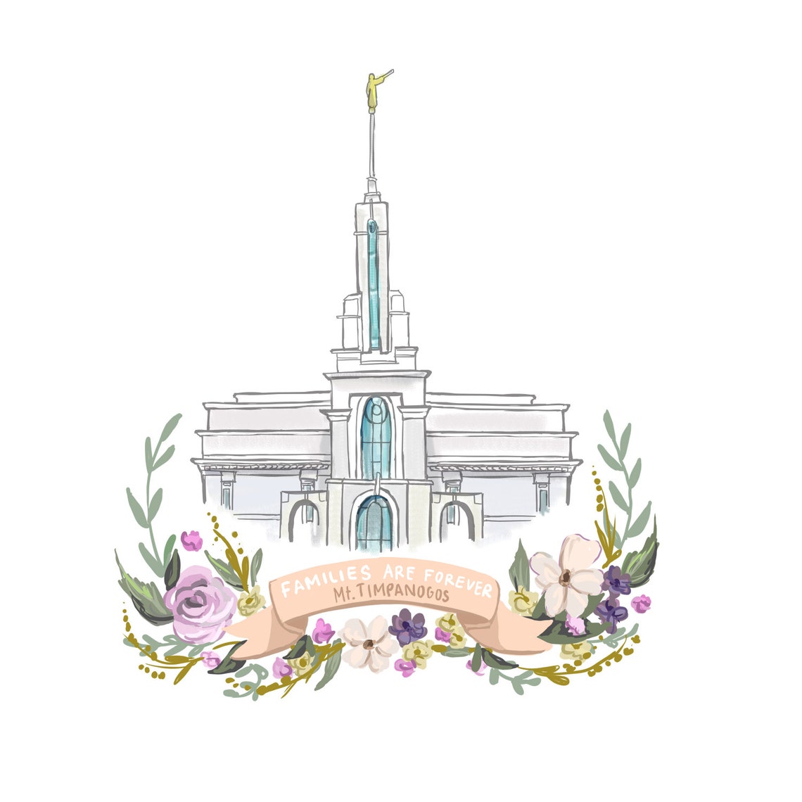Mt Timpanogos Temple, LDS, Families Are Forever, Mormon Art, Flower ...