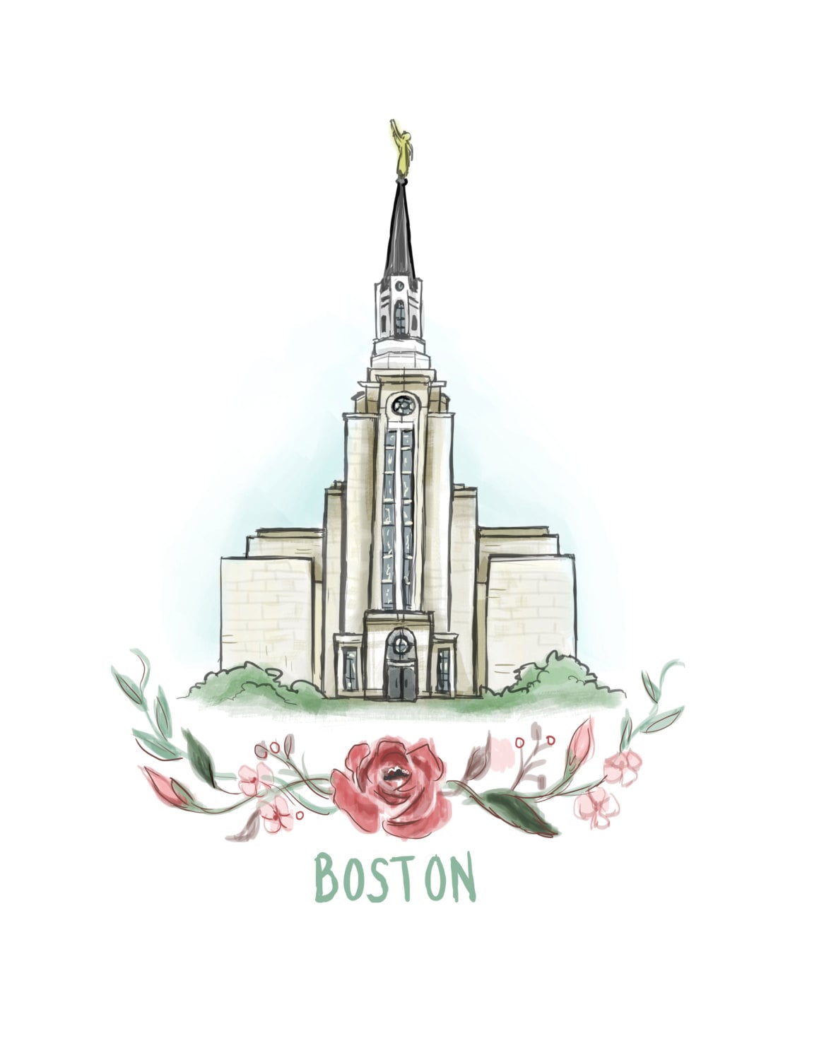 Boston Temple, LDS, Flower Wreath, Flowers, Mormon Temple, House of the ...