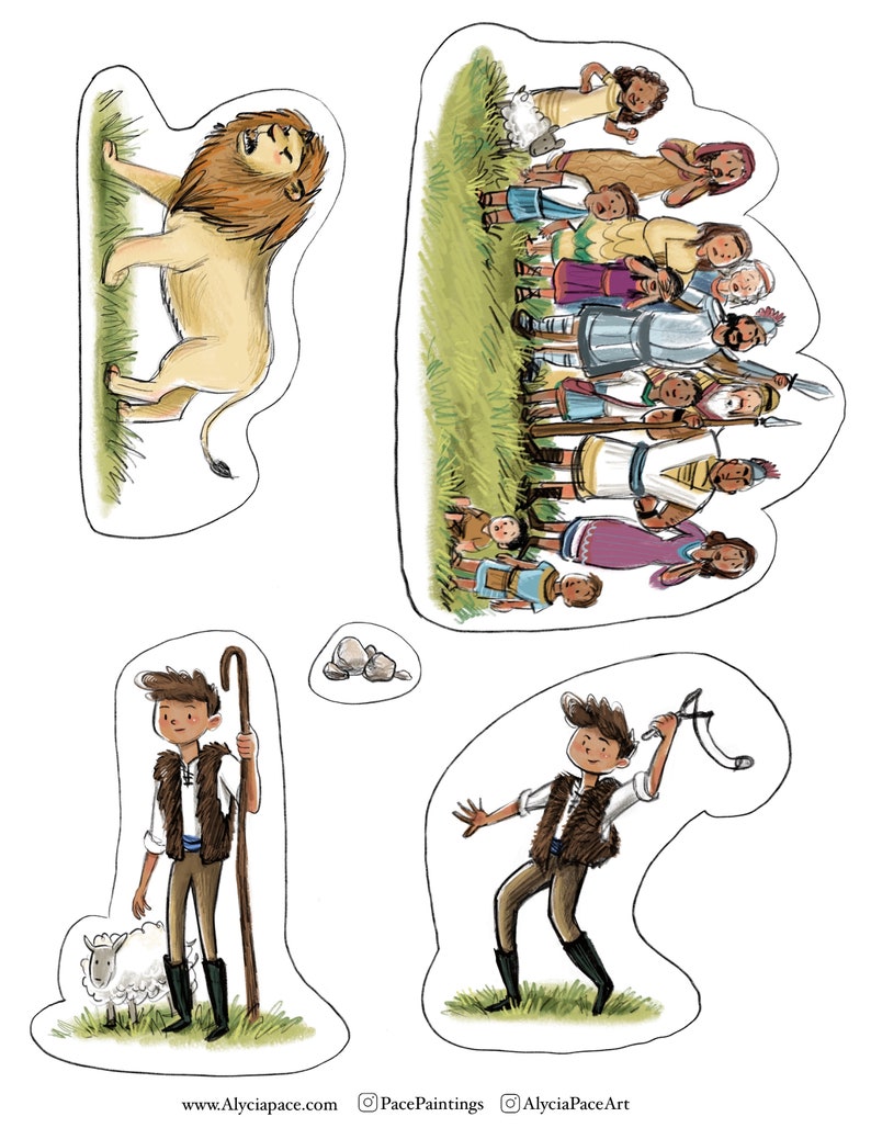 David and Goliath Teaching Aid, Printable Ministry Bible Teach Kit ...