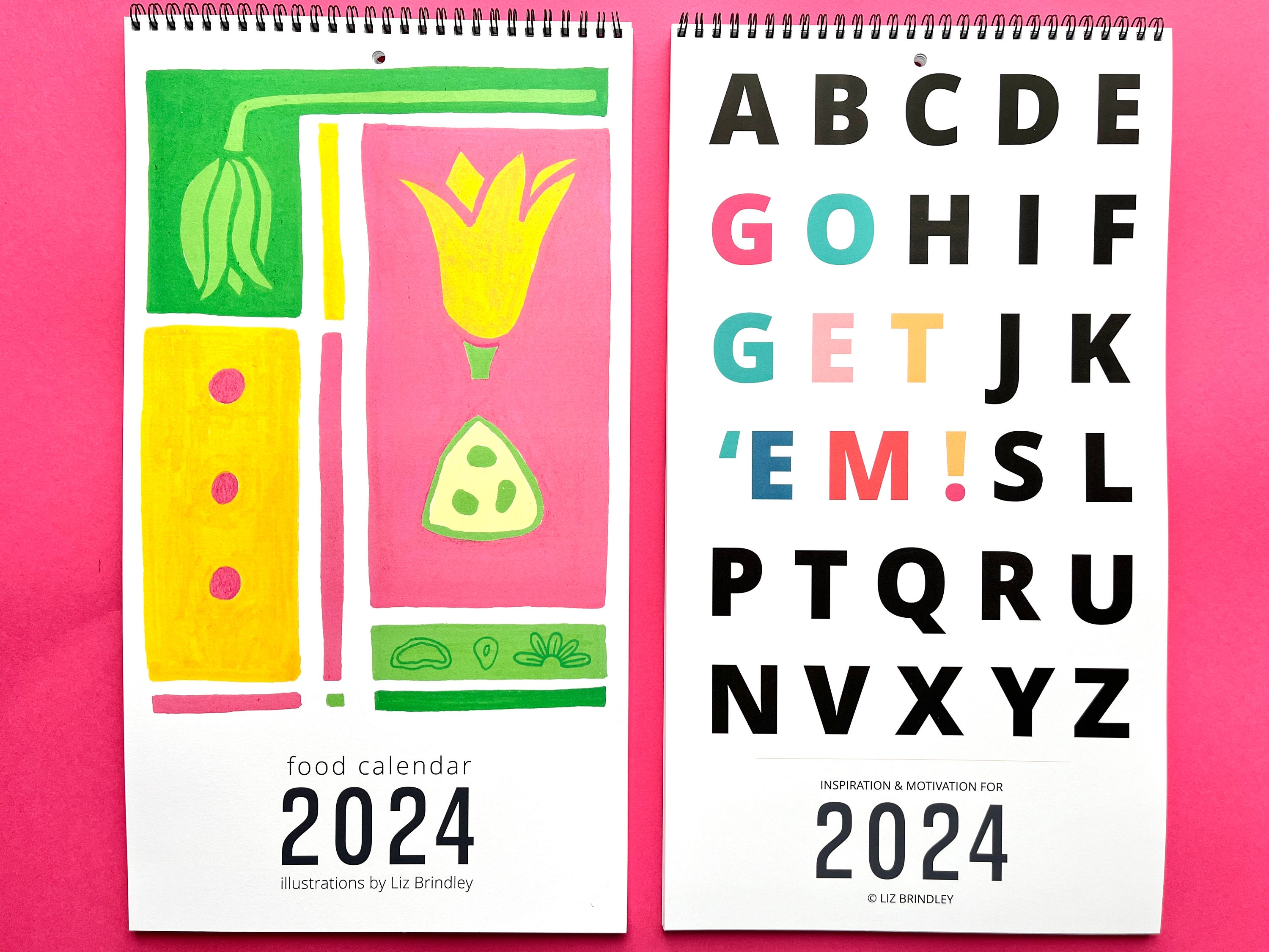 Bundle of 2 2024 Wall Calendars Inspiration and Food Colorful - Etsy