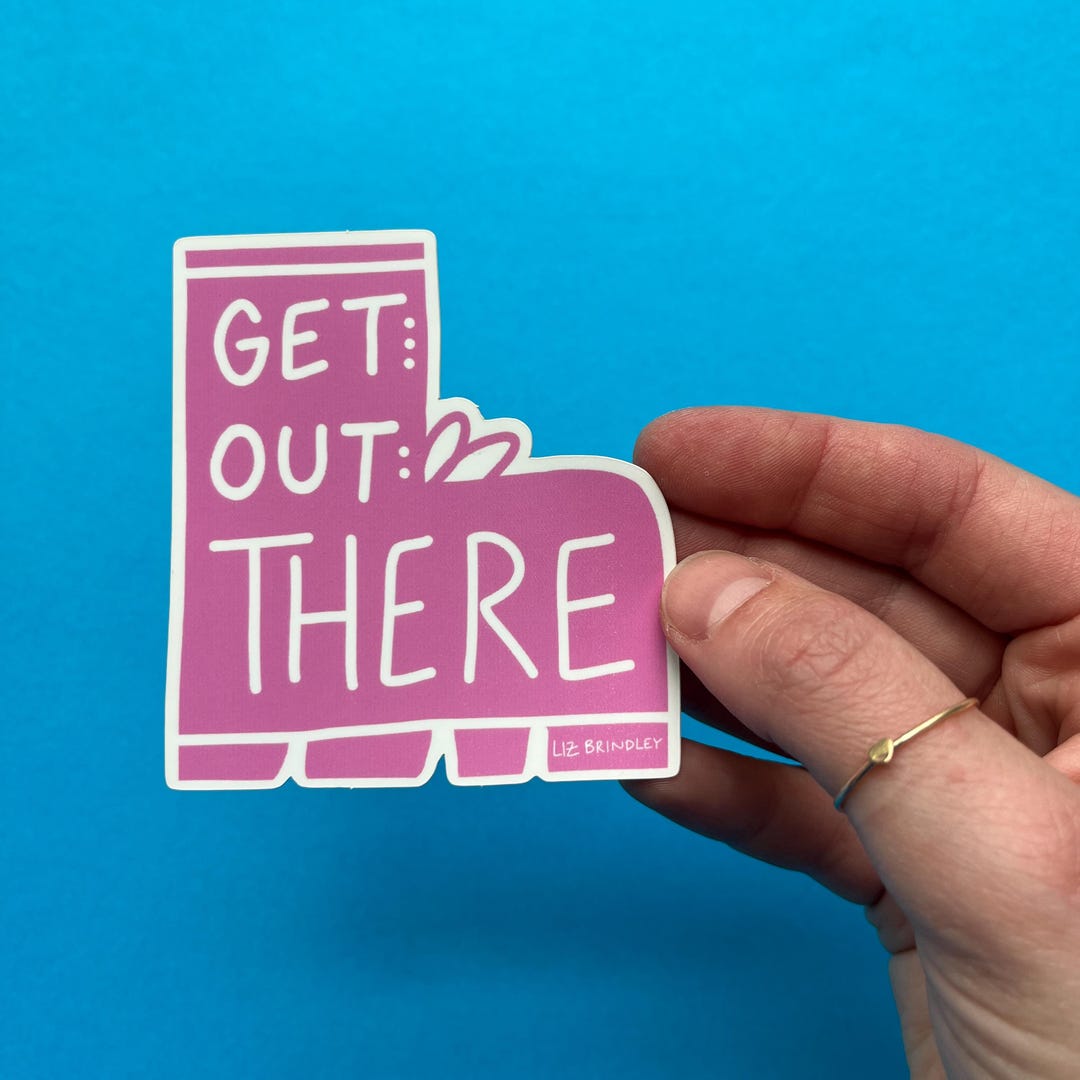 Pink Hiking Boot Sticker - 'get Out There' Outdoorsy Gift - Etsy