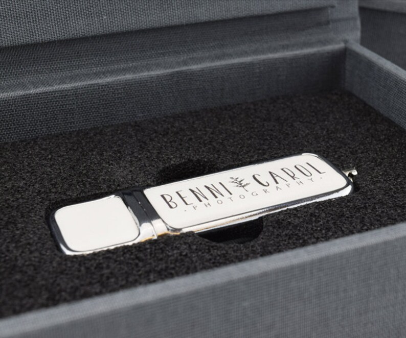 1 Personalised Wedding Hermes USB Stick & Small Elegant Box | Custom ...