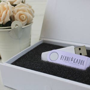 10 Personalised Wedding Twister Duo USB Stick & White Magnetic Box ...