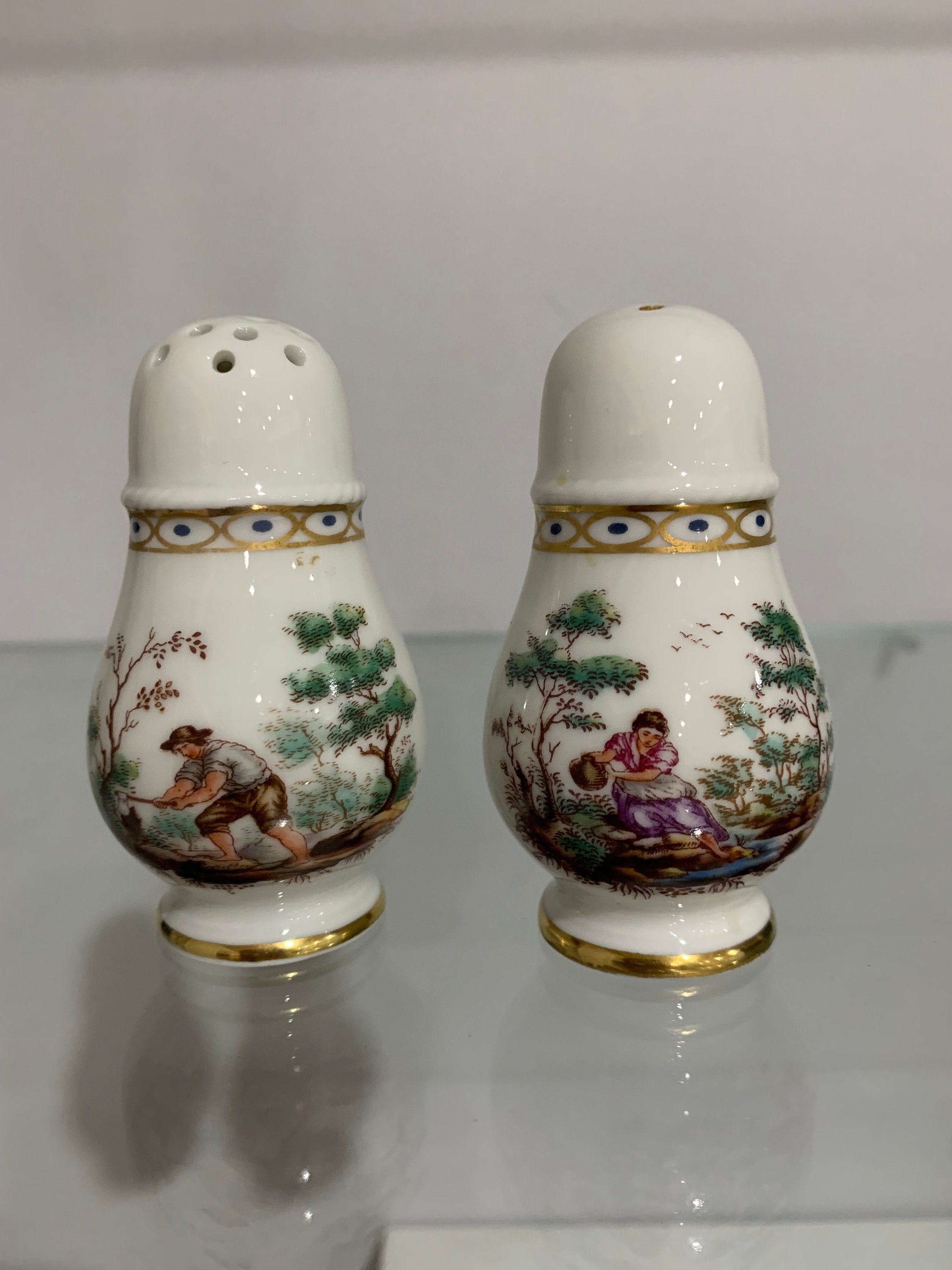 Vintage Italy Porcelain Richard Ginori Salt and Pepper Shakers Man ...