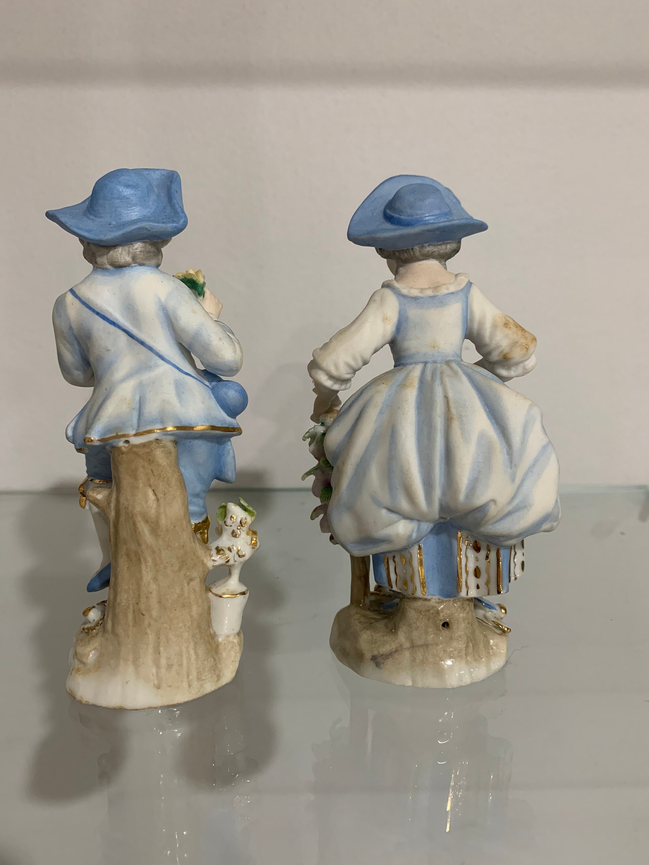 Sitzendorf Porcelain Figurines 2 Pieces, Miniature Gardening Boy and ...