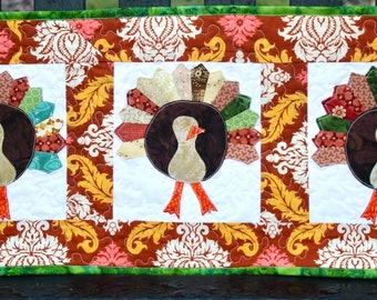 Quilted Table Runner, Thanksgiving Turkey, Fall Handmade Table Topper ...