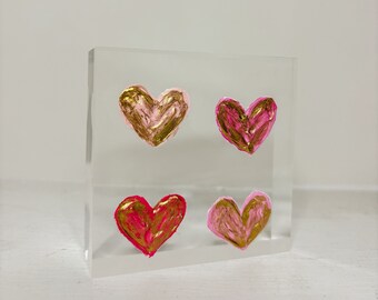 Hearts Acrylic Block | Heart Art | Birthday Gift | Acrylic Block Art ...