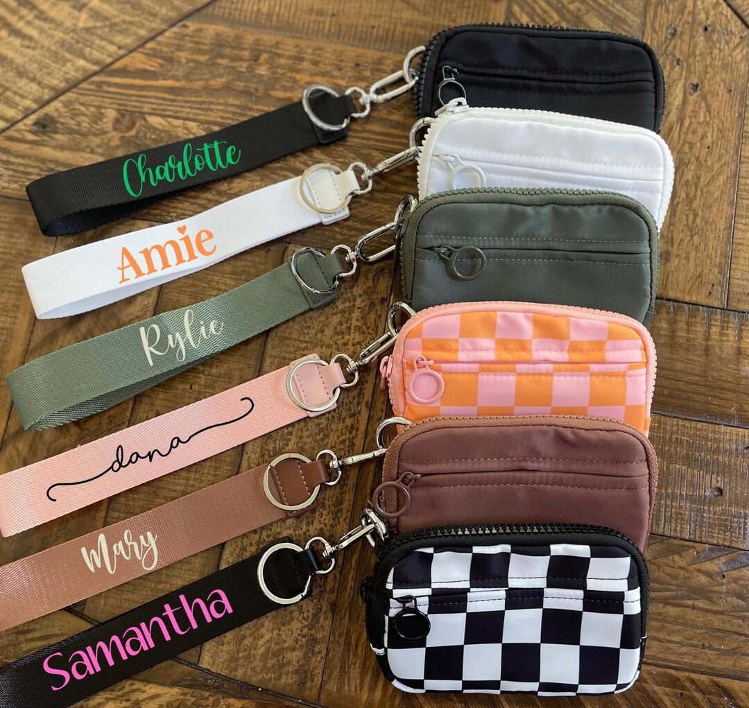 Personalized Keychain Wallet With Wrist Lanyard: Nylon Cardholder ...