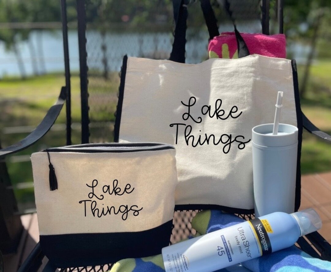 Lake Things Tote Bag With Matching Cosmetic Bag| Tote and Make-up Bags ...