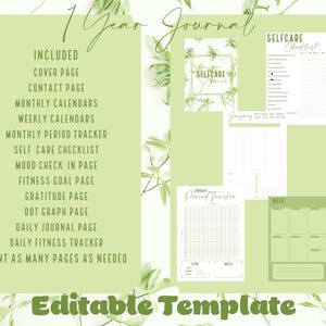 Editable Self-care Journal| Digital Download| Self Care Planner ...