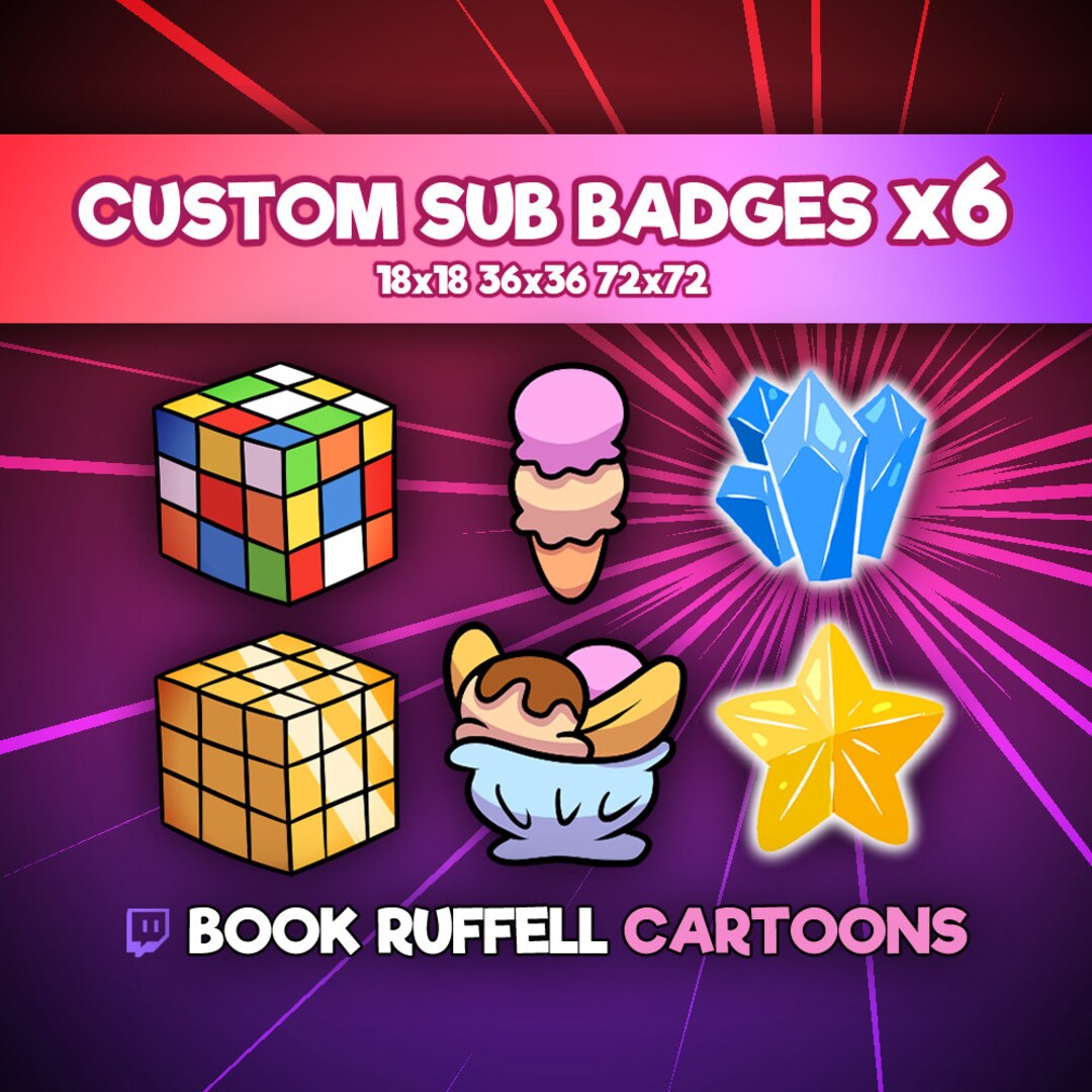 6x CUSTOM Sub Badges for Twitch - Custom Emoji Sub Badges - Twitch Sub ...