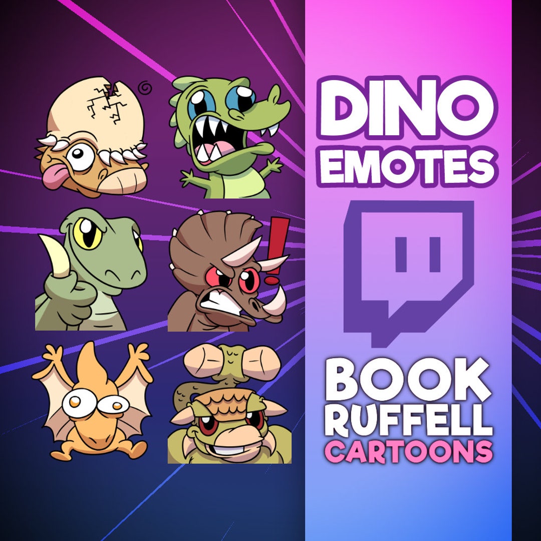 6x Dinosaur Emotes for Twitch - Cute Dinosaur Emoji Emotes - Twitch ...