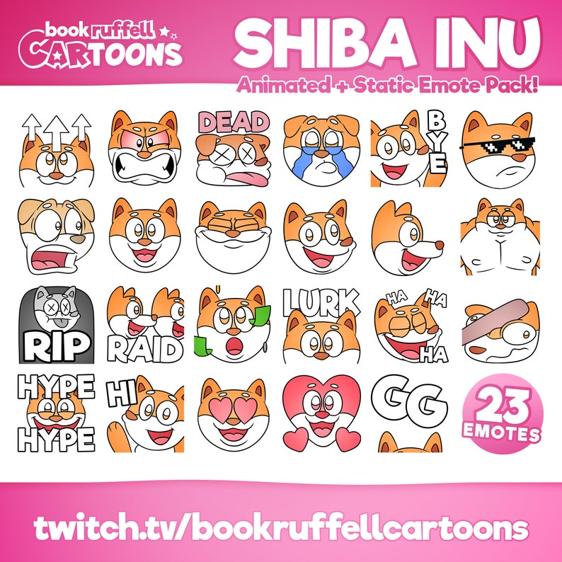 23x ANIMATED and STATIC Shiba Inu Emotes for Twitch and - Etsy