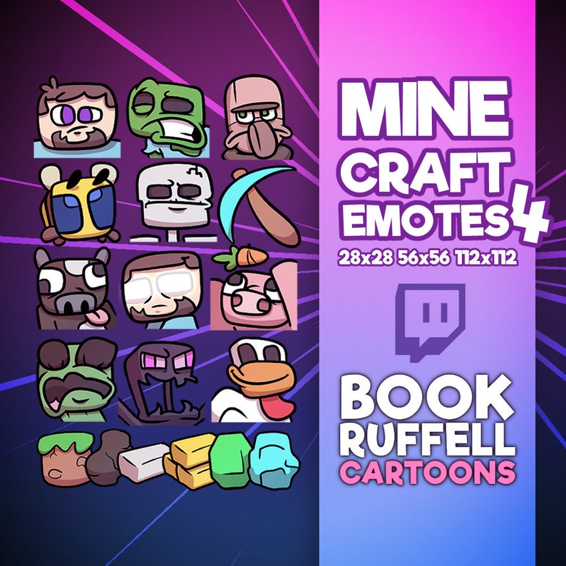 18x Minecraft Emoji Emotes PACK 4 für Twitch - süße Minecraft Emoji ...