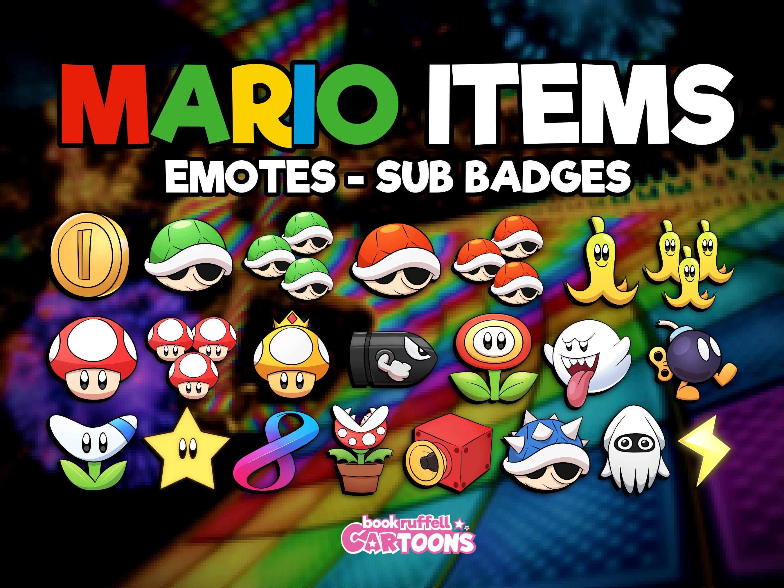 22x Mario Items Emoji Emotes for Twitch - Mario Item Emoji Emotes ...