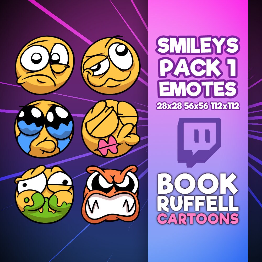 6x Smiley Emoji Emotes PACK 1 for Twitch Cute Smiley Emoji | Etsy