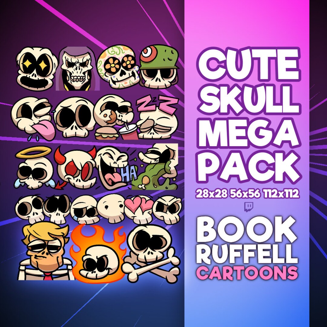 21x Cute Skull Emoji Emotes for Twitch MEGA PACK - Cute Skull Emoji ...
