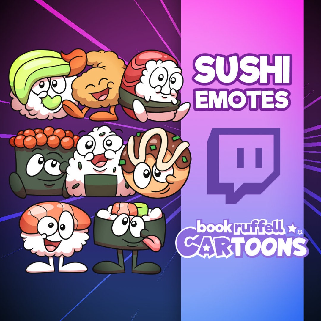 8x Cute Sushi Emoji Emotes for Twitch - Kawaii Sushi Emoji Emotes ...