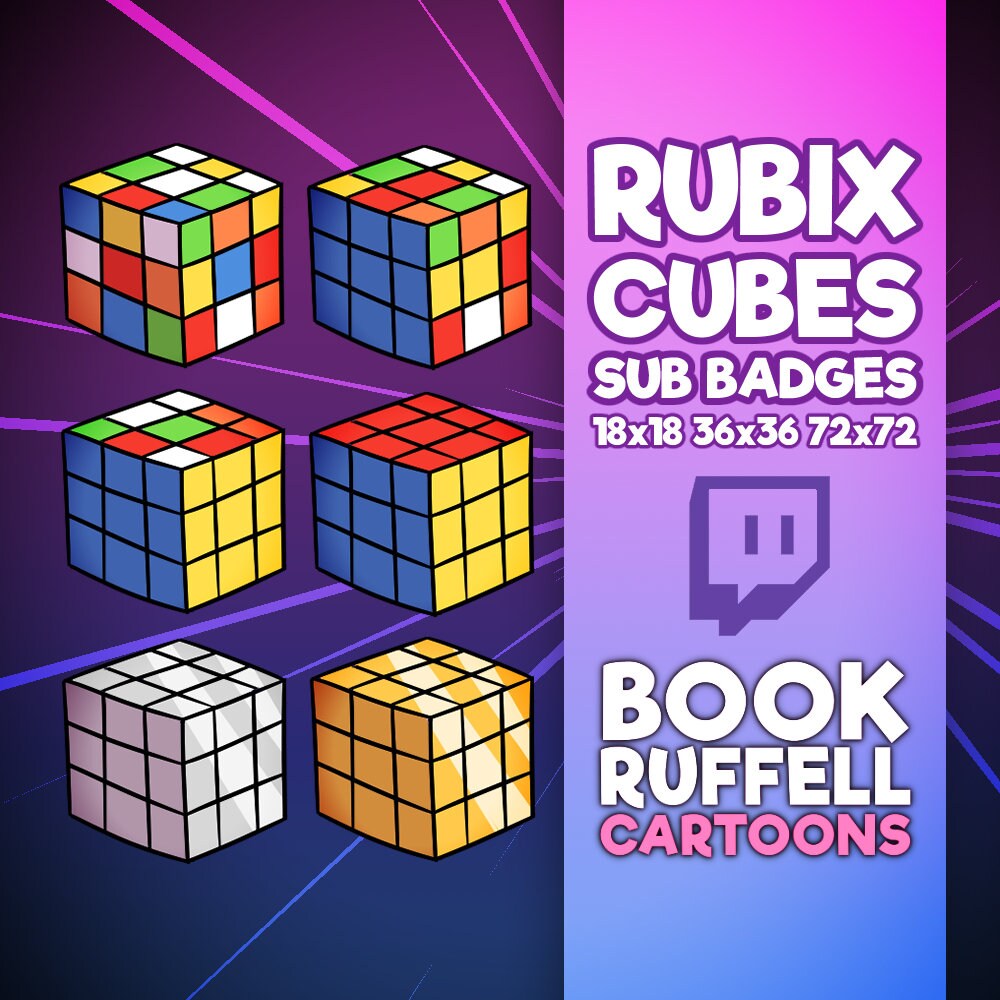 6x Rubix Cube Sub Badges for Twitch Emotes Twitch Subscribers Badge ...