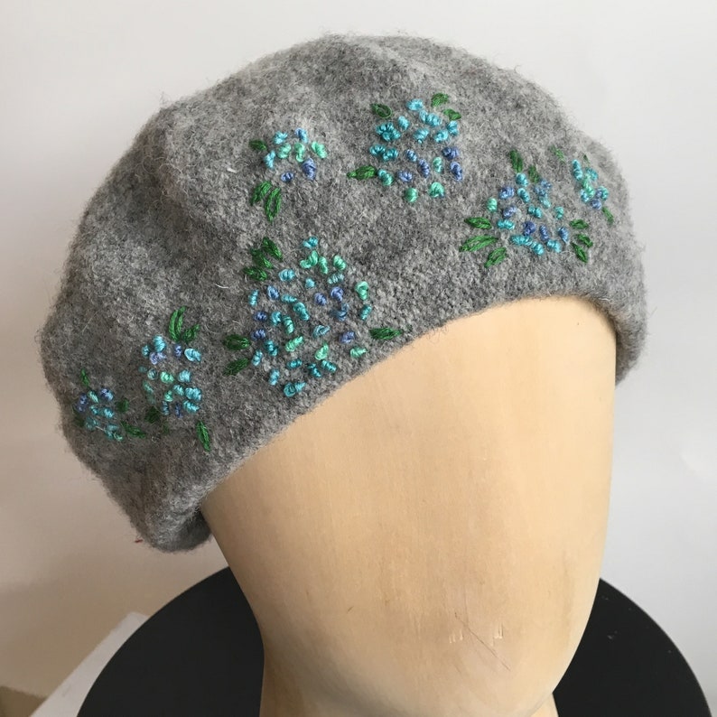 Grey Beret Unique Hand Embroidered Beret Light Grey French - Etsy