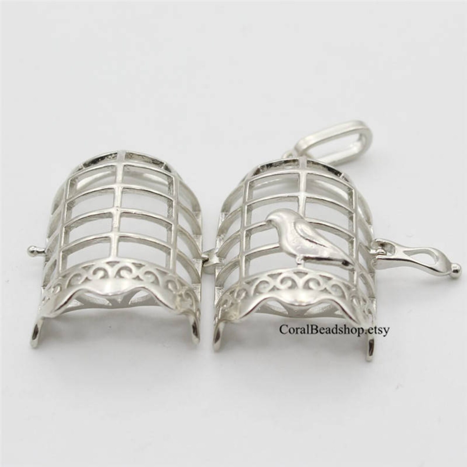X0063-mixed Item 5pcs Copper Bird Cage Charms Diffuser Locket Pendant ...