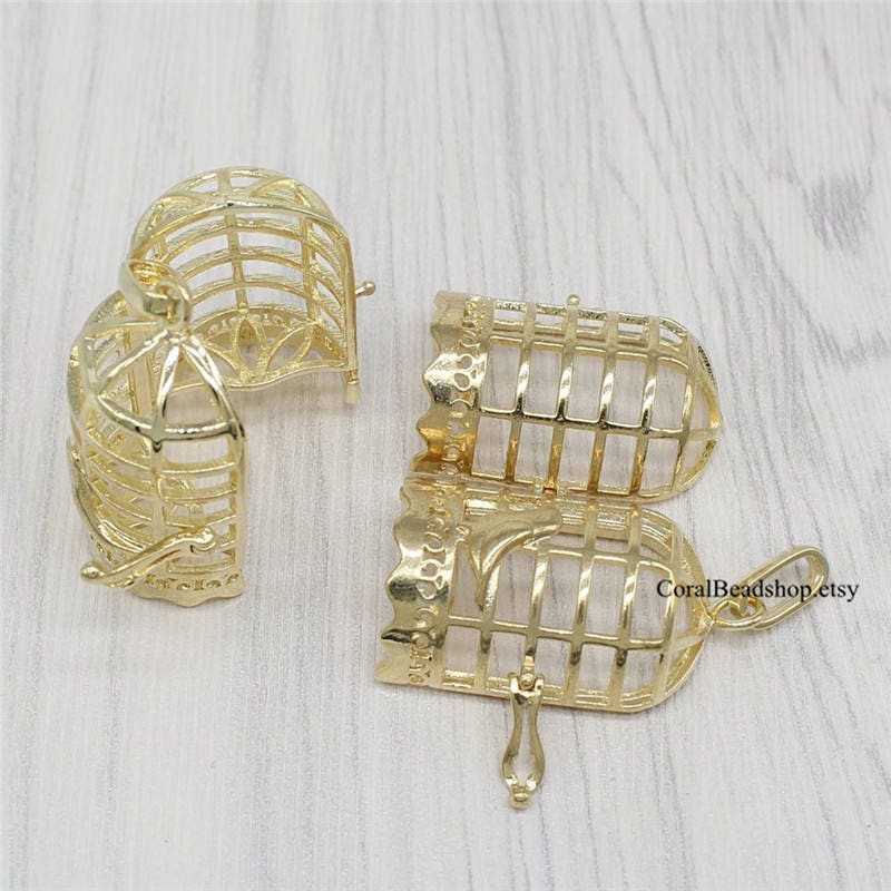 2pcs Floating Hollow Birdcage Pearl Cage Pendant Locket - Etsy