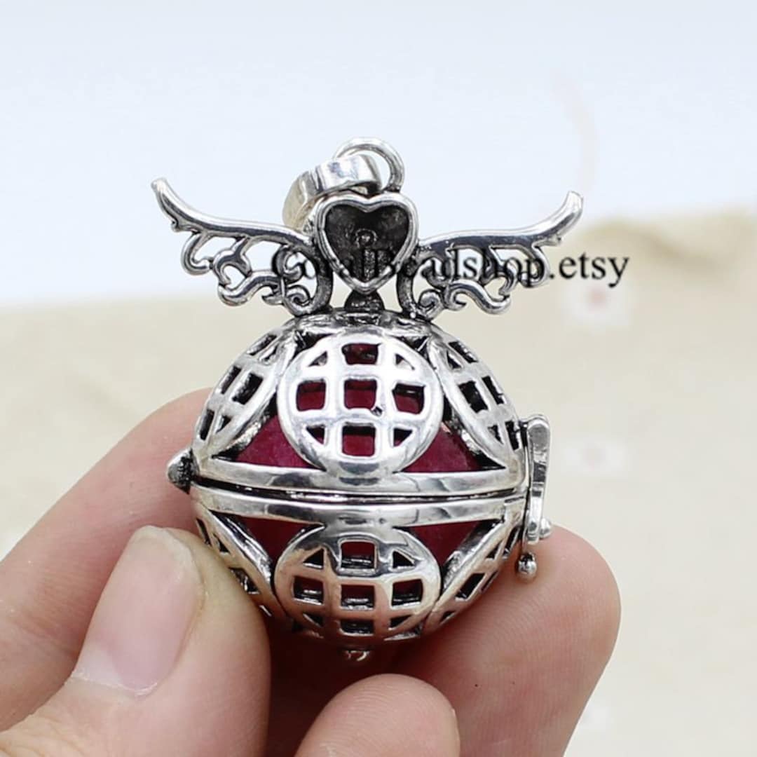 2pcs Openable Vintage Angel Wing Heart Cage Locket Pendant, Magic Box ...