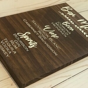 Bar Menu Sign-wood Sign-bar Menu Wood Sign-wedding - Etsy