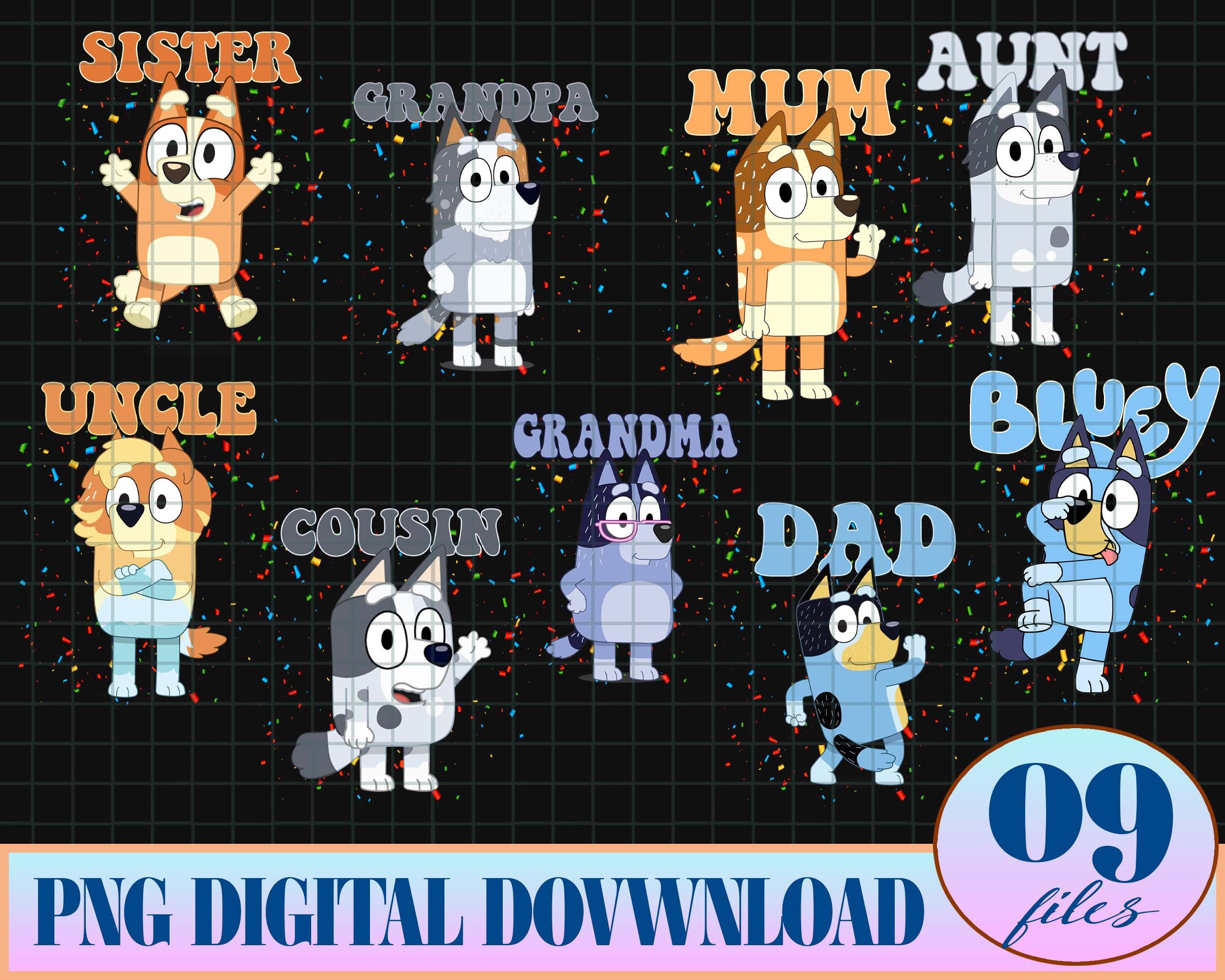 Bluey Family Matching Bundle PNG, Bluey Clipart, Bluey Family PNG ...
