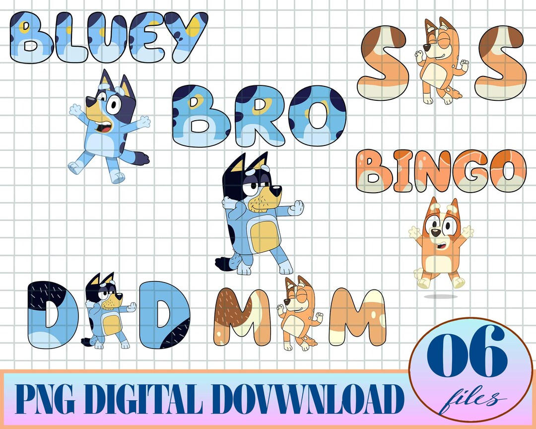 Bluey Family Matching Bundle PNG, Bluey Clipart, Bluey Family PNG ...