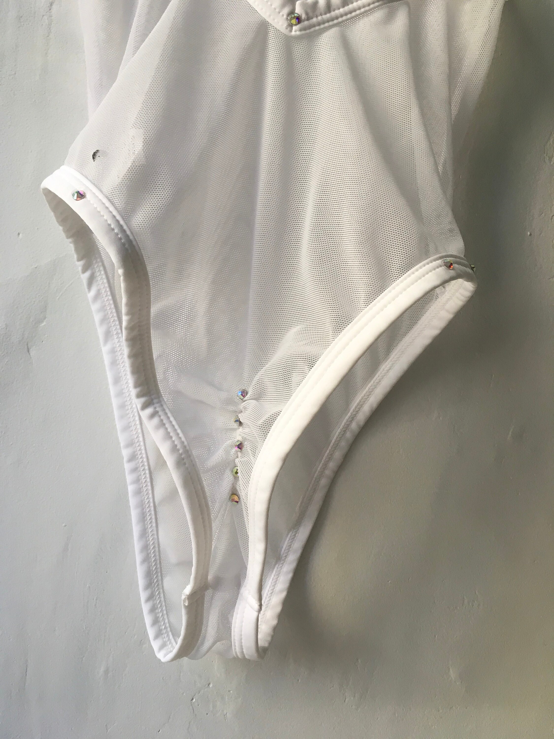 Lux Stretchy Sheer Sparkley White Bodysuitdiscounted - Etsy