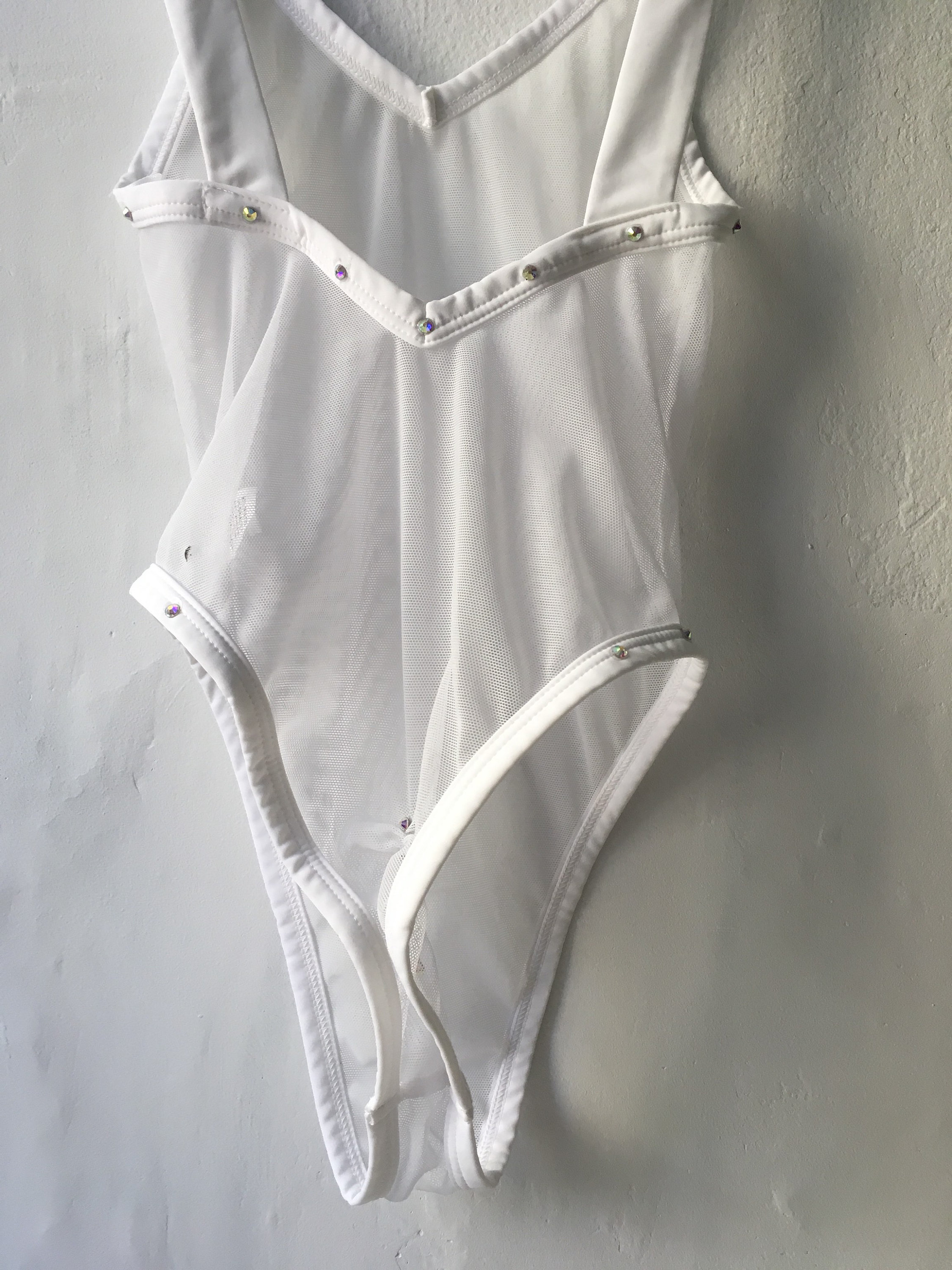 Lux Stretchy Sheer Sparkley White Bodysuitdiscounted - Etsy