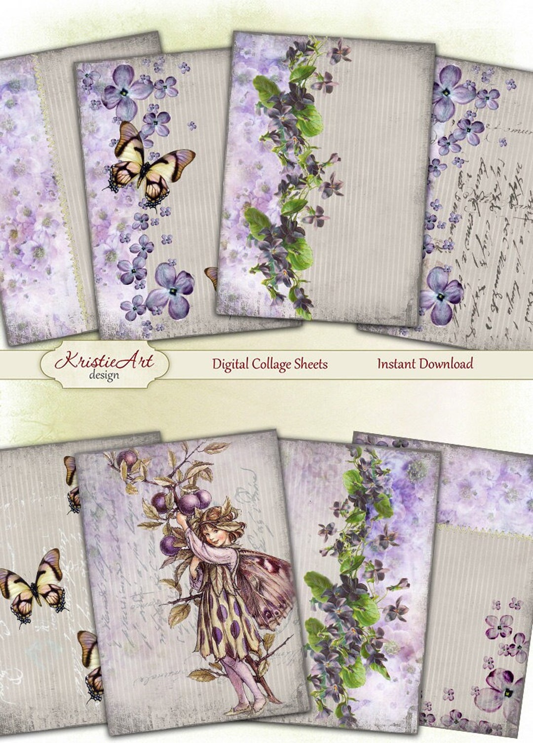 Lilac Morning - Digital Collage Sheet Digital Cards C103 Printable ...