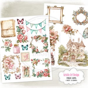 Floral Fantasy Digital Paper Kit: Whimsical Flowers for Junk Journals ...