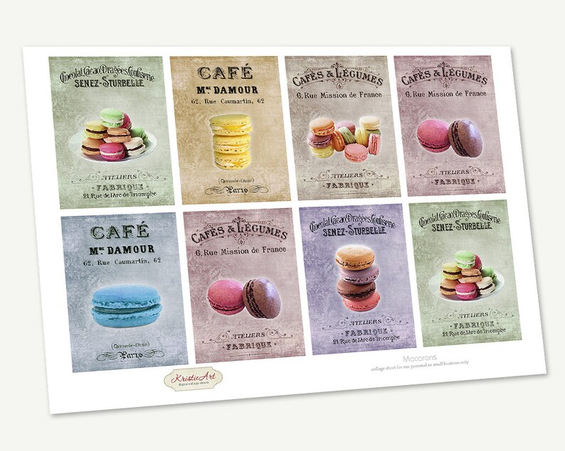 Macarons ATC Cards - Digital Collage Sheet Greeting Cards Printable ...
