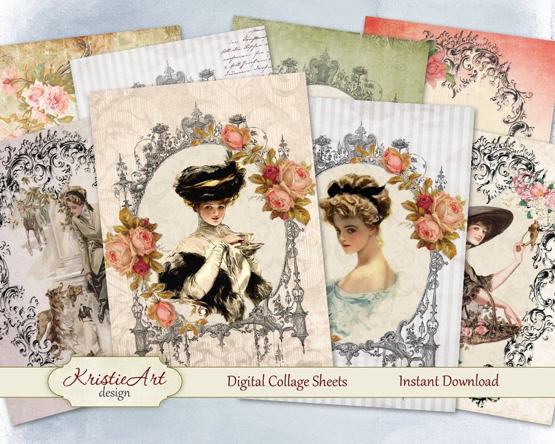 Digital Collage Sheet, Ladies Frames Sheet, Printable Download Sheet ...