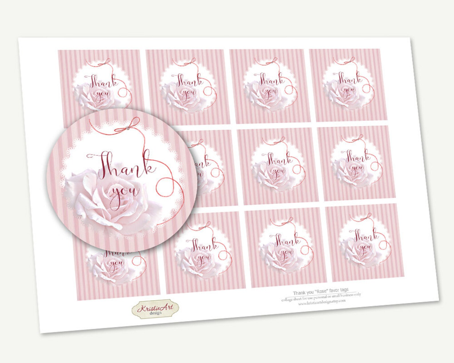 Printable Favor Tags "thank You" Rose, Printable Pink Tag, Cupcake ...