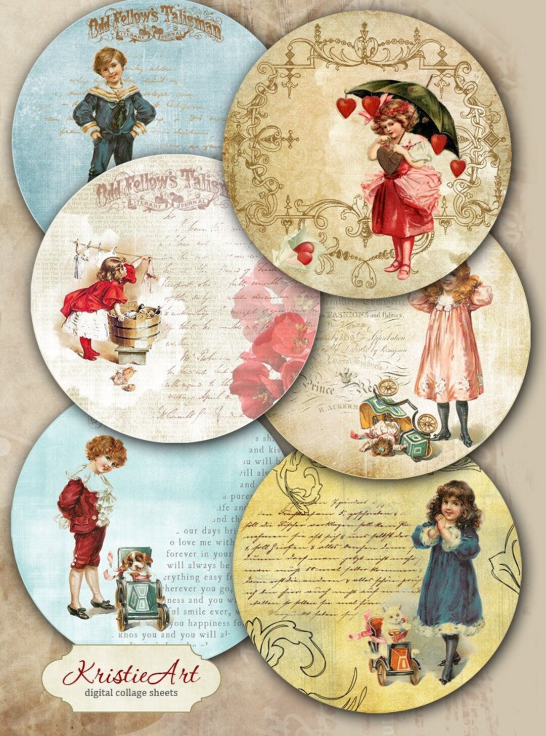 Digital Circle Kids & Toys - Printable Collage Sheet Digital Download ...