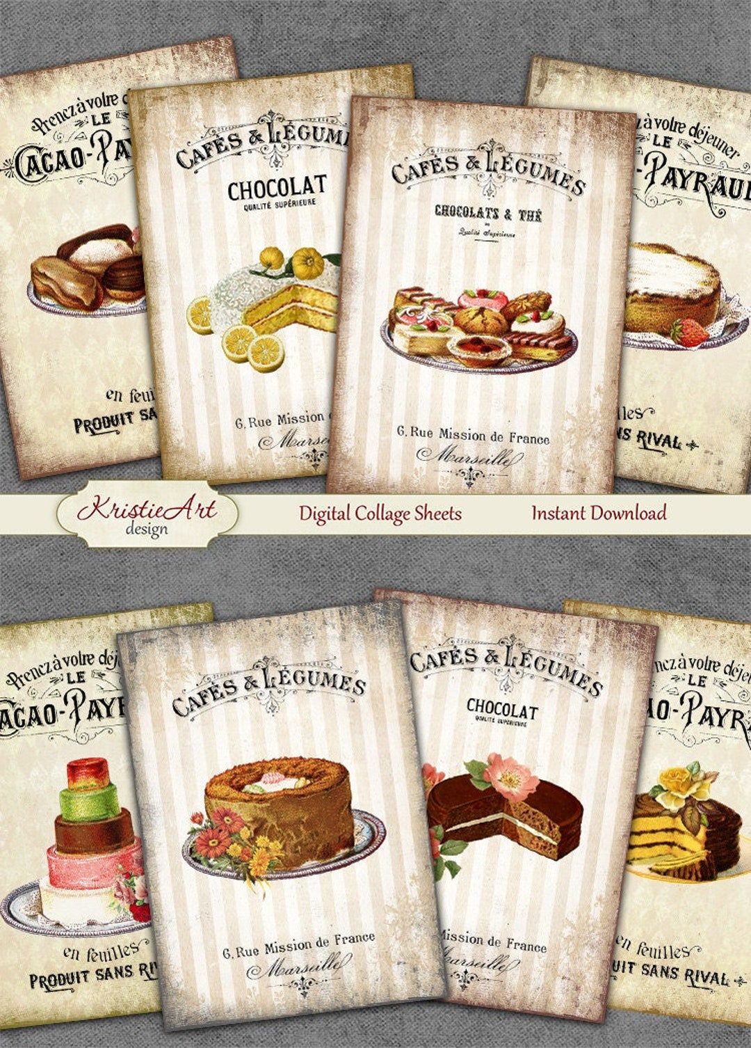 Sweets - Digital Collage Sheet Digital Cards C098 Printable Download ...