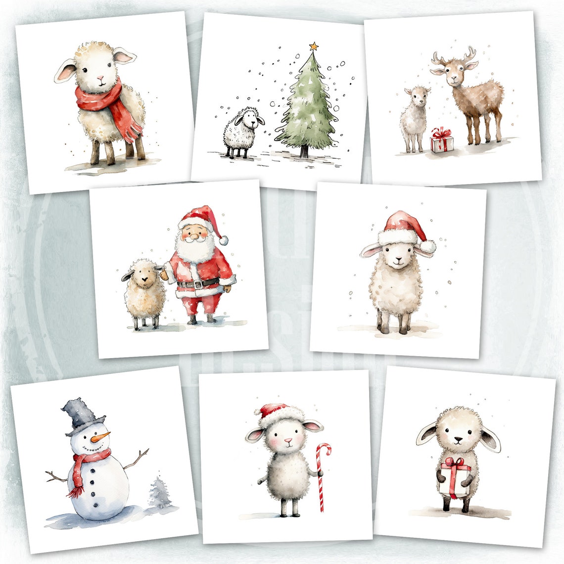 Sweet Sheep Christmas Clipart Collection - Festive Lamb, Santa, Snowman ...