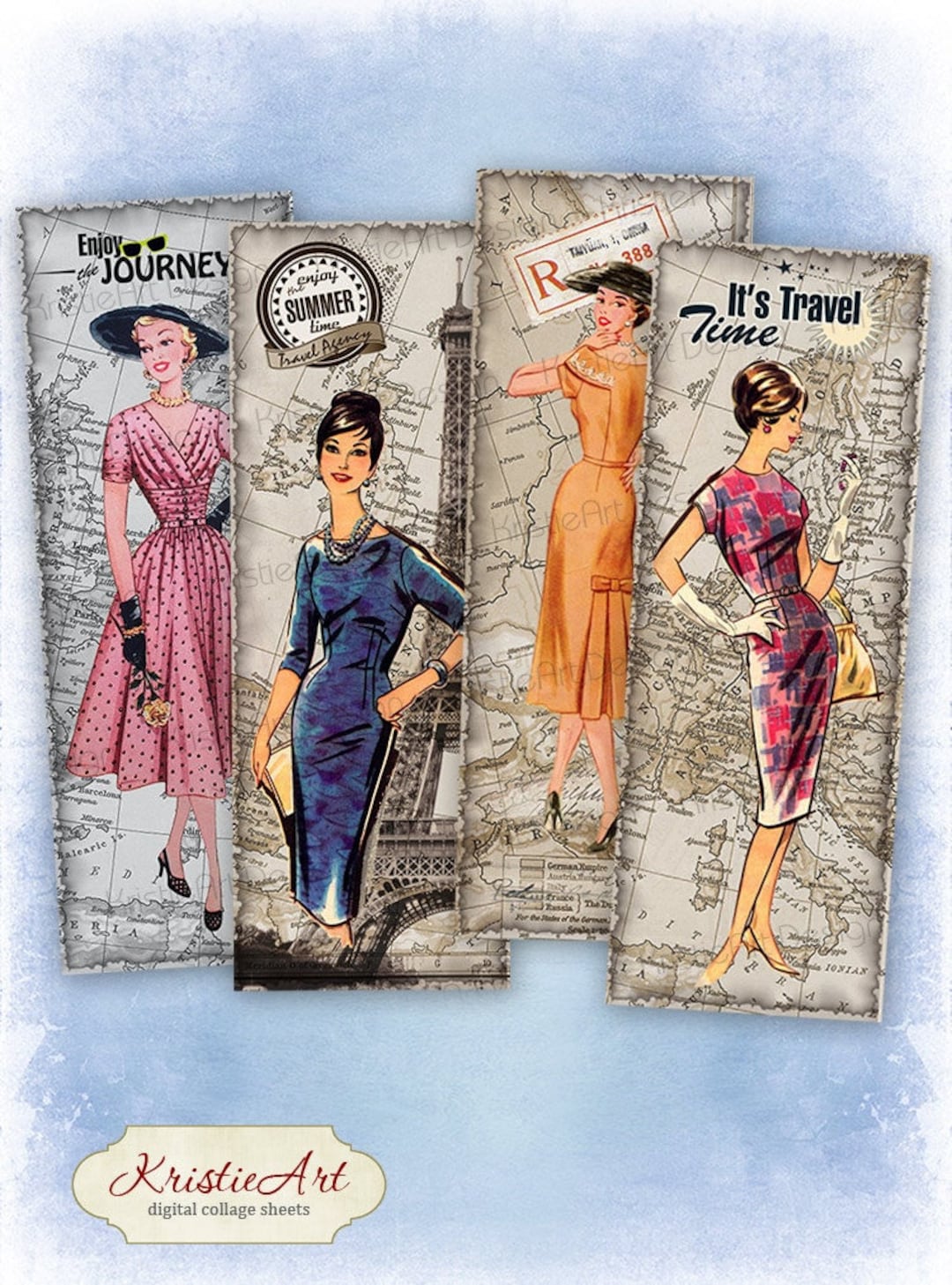 Time to Travel - Digital Bookmark Collage Sheet Printable Download ...
