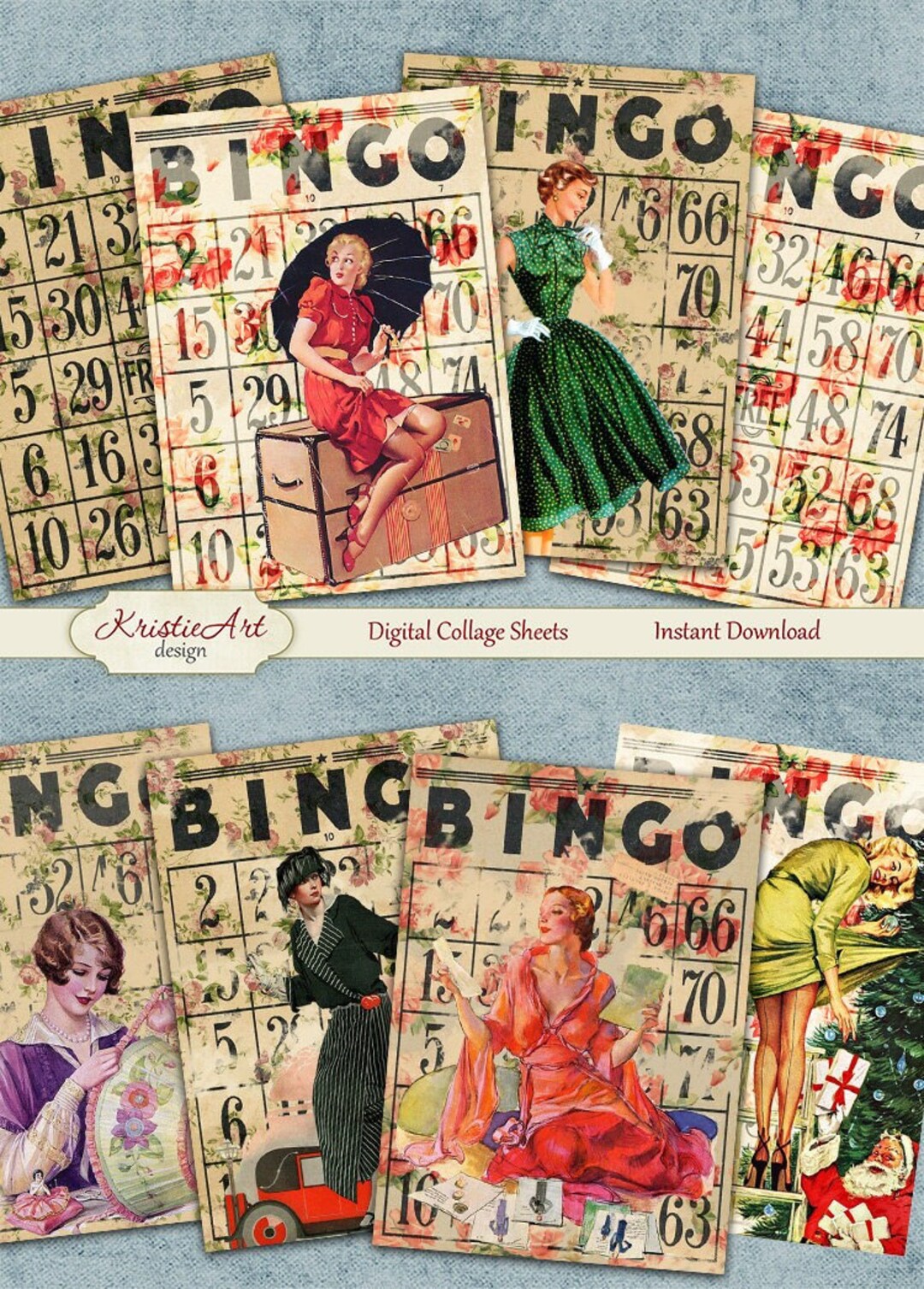 Bingo Life - Digital Collage Sheet Digital Cards C105 Printable ...