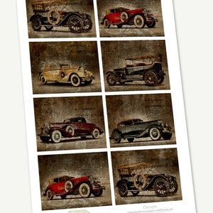 Old Cars Digital Collage - Retro Digital Collage Sheet Printable ...