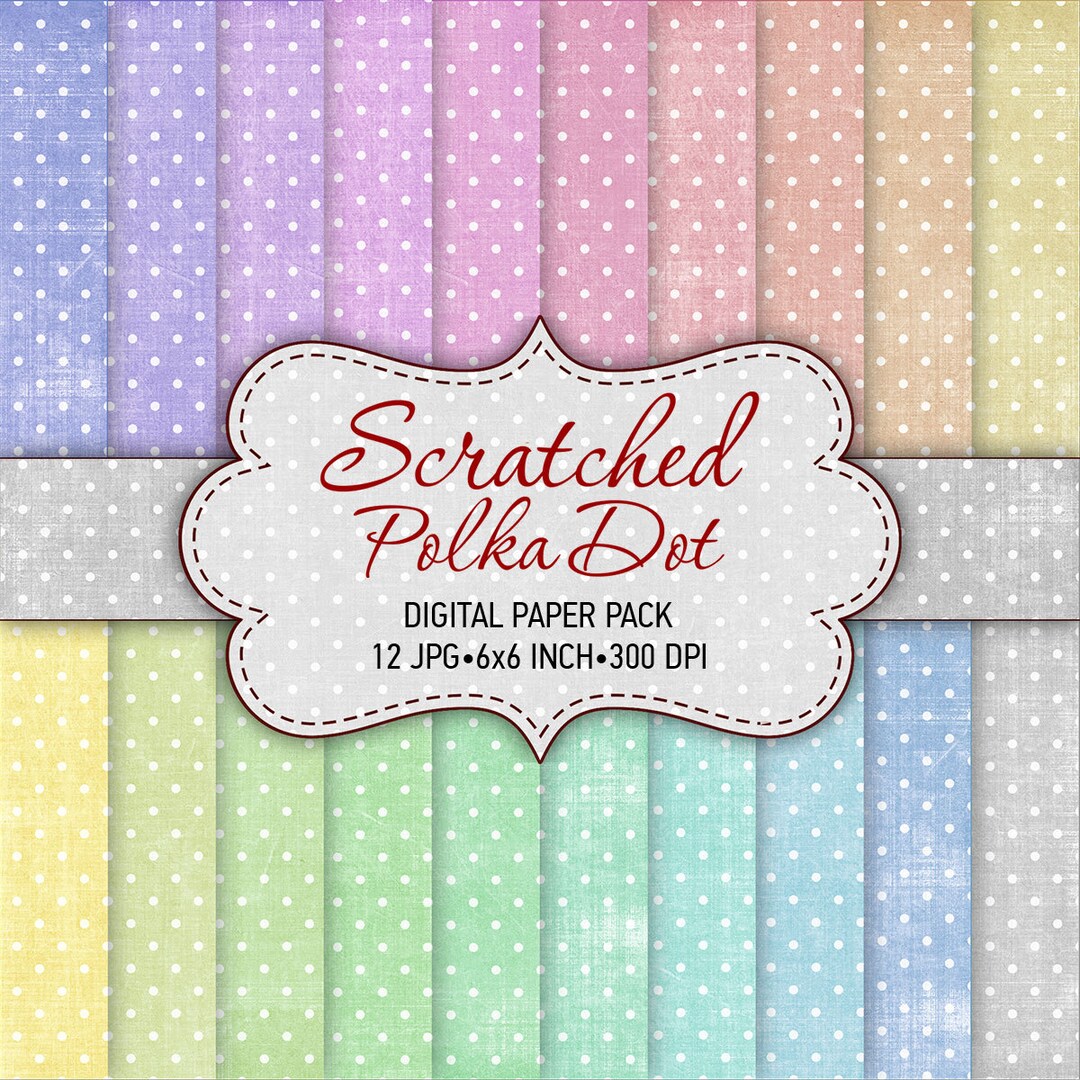 Digital Paper Pack Scratched Polka Dot - Pastel Colors Printable Paper ...