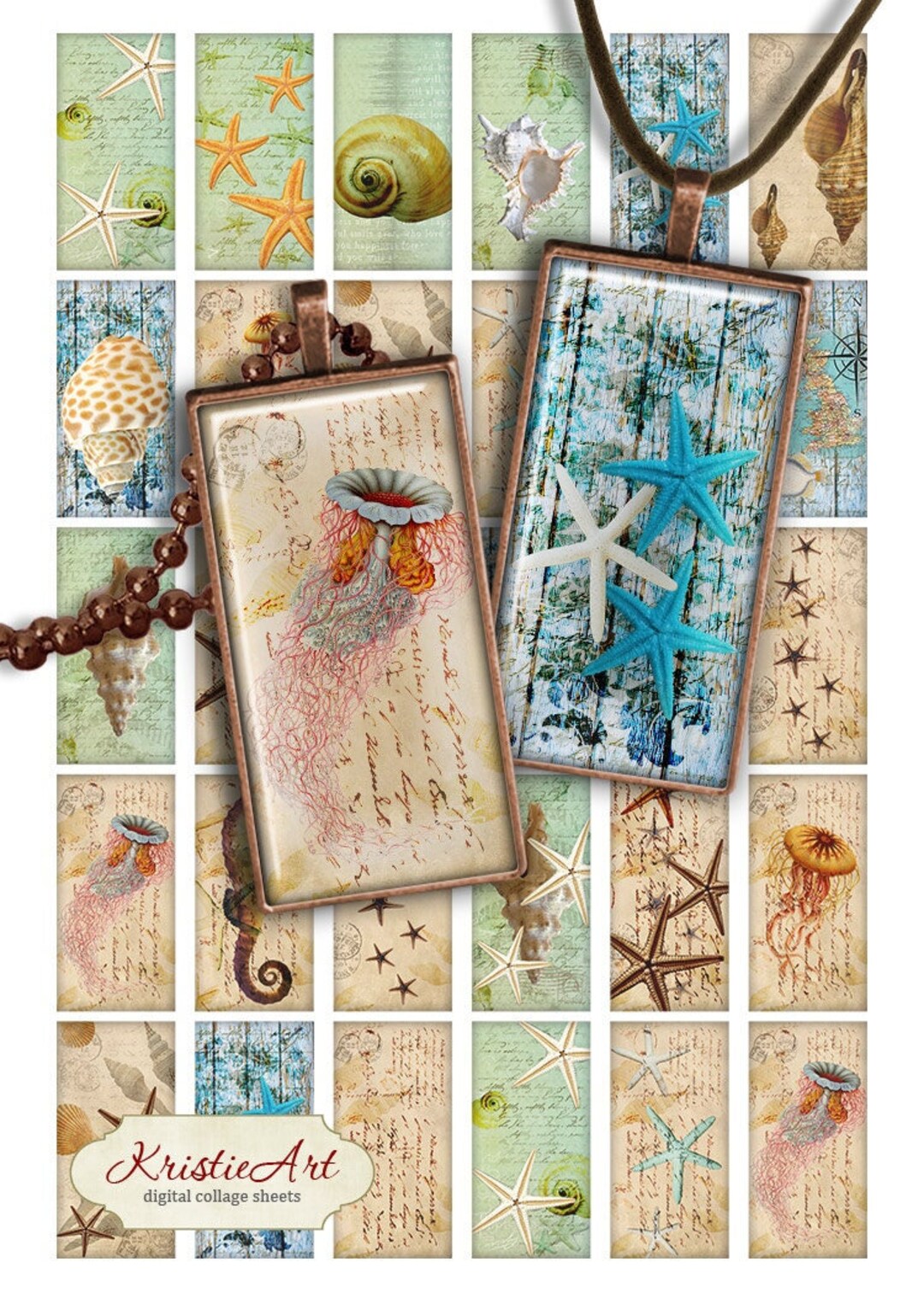 Digital Collage Sheet Sea Life 1x2" Domino Image PR008 Printable ...
