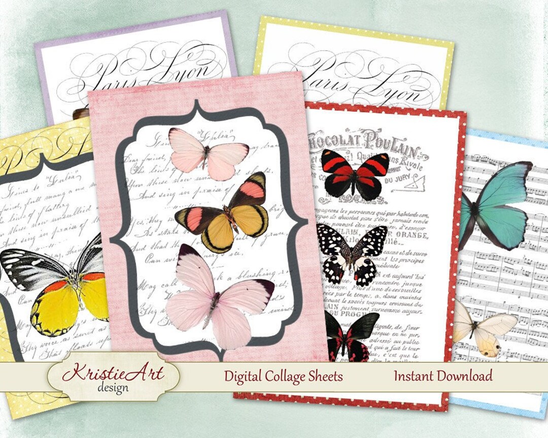 Butterflies ATC Cards - Digital Collage Sheet Greeting Cards Printable ...