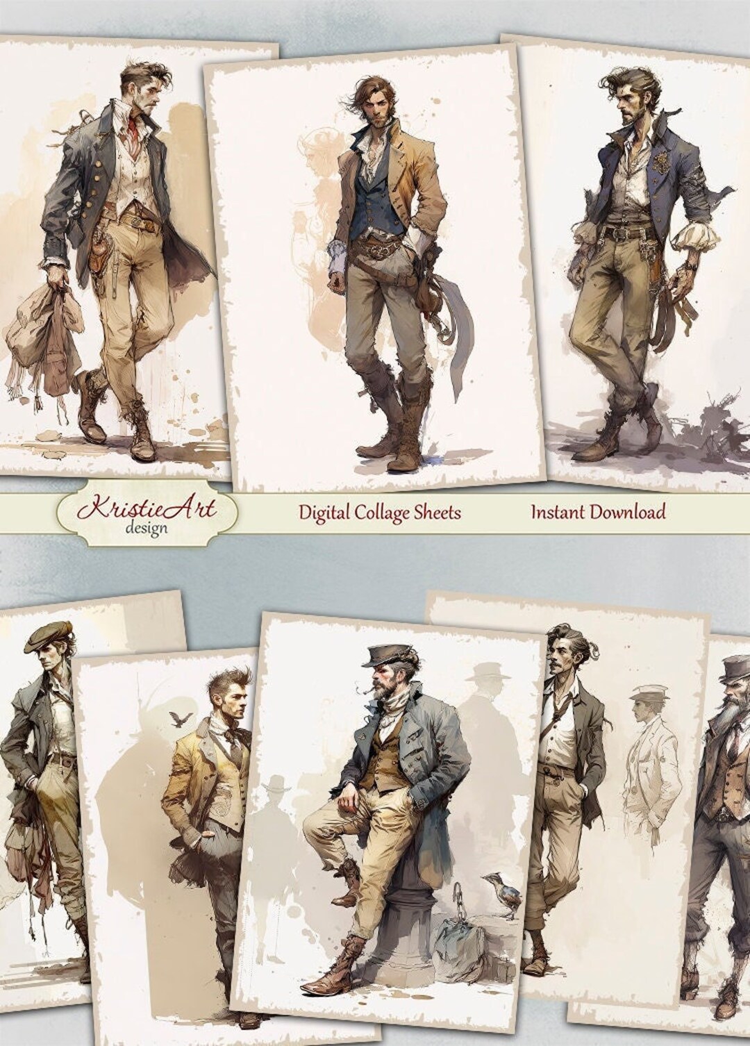 Retro Gentlemen - Printable Collage Sheets for Digital Art, C262 - Etsy