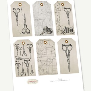 Sewing Tags - Digital Collage Sheet Digital Tags T011 Printable ...