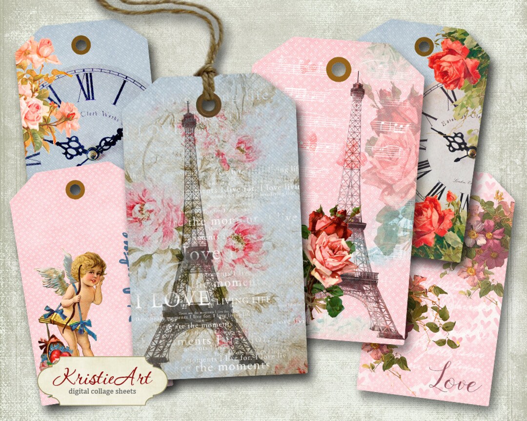 Love Tags - Digital Collage Sheet Digital Tags T001 Printable Download ...